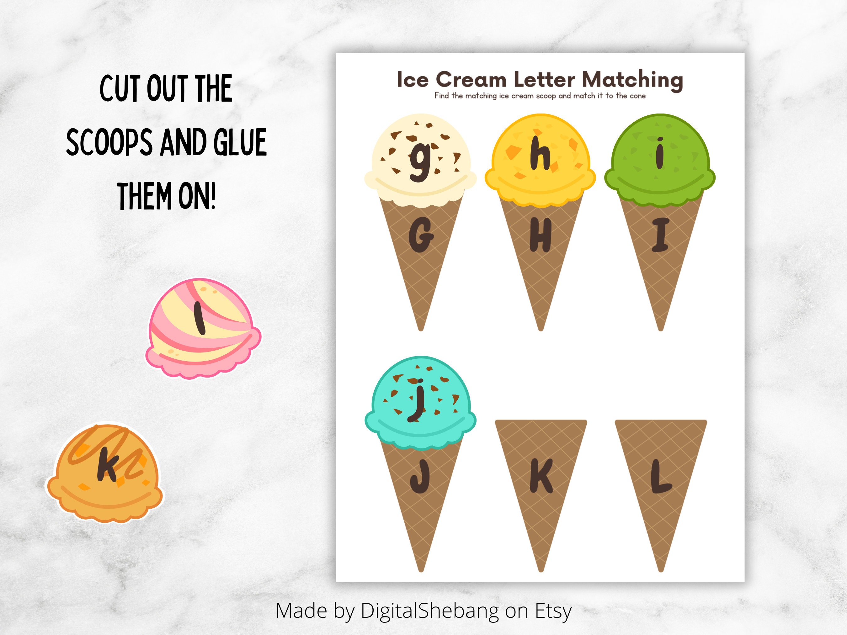 Ice Cream Letter Matching, Alphabet Matching, ABC Busy Book, Binder ...
