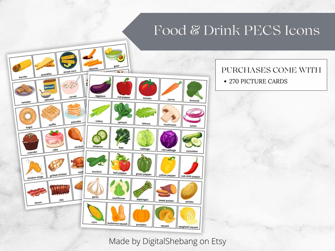 Food & Drink PECS Icons, Food Pecs Communication Cards, Nonverbal ...