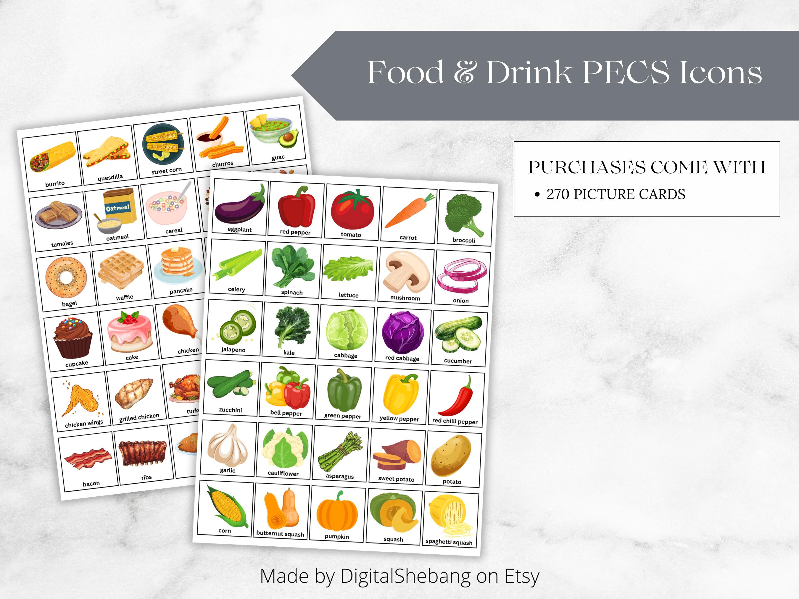 Food & Drink PECS Icons, Food Pecs Communication Cards, Nonverbal ...