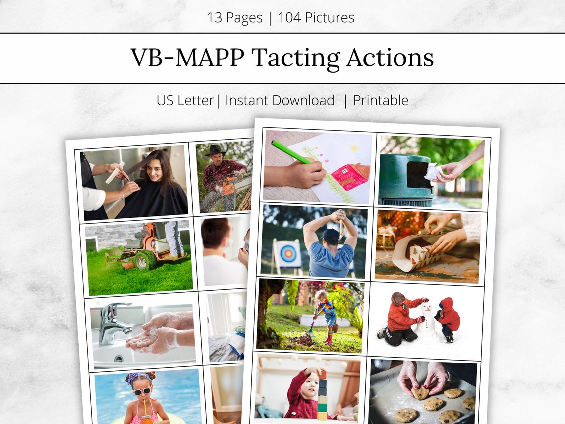 VB-MAPP Tacting Actions, ABA Materials & Flashcards, Printable ...