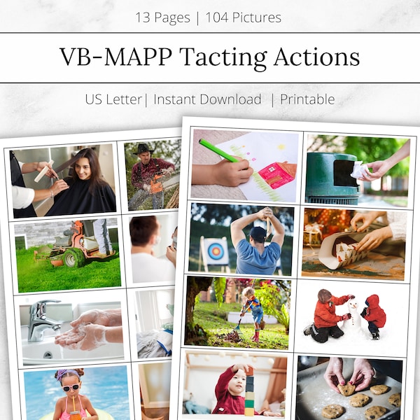 VB-MAPP Tacting Actions, ABA Materials & Flashcards, Printable ...