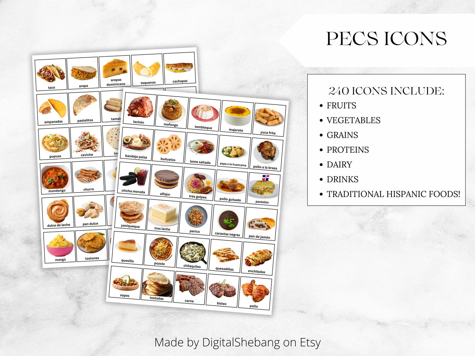 Hispanic Food & Drink PECS Icons, Food Pecs Communication Cards ...