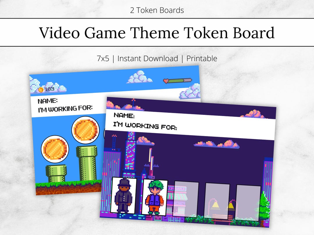 Video Game Token Board, Video Game Behavior Chart, Super Mario Token ...