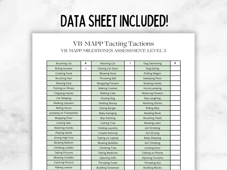 VB-MAPP Tacting Actions, ABA Materials & Flashcards, Printable ...