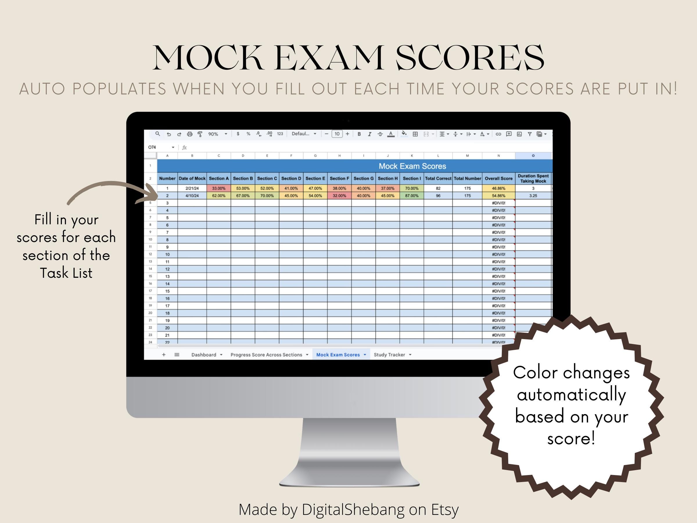 BCBA Mock Exam Tracker, BCBA Mock Exam Planner, BCBA Tracker, Bcba ...