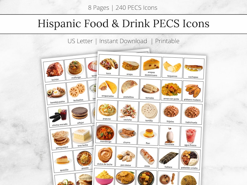 Hispanic Food & Drink PECS Icons, Food Pecs Communication Cards ...