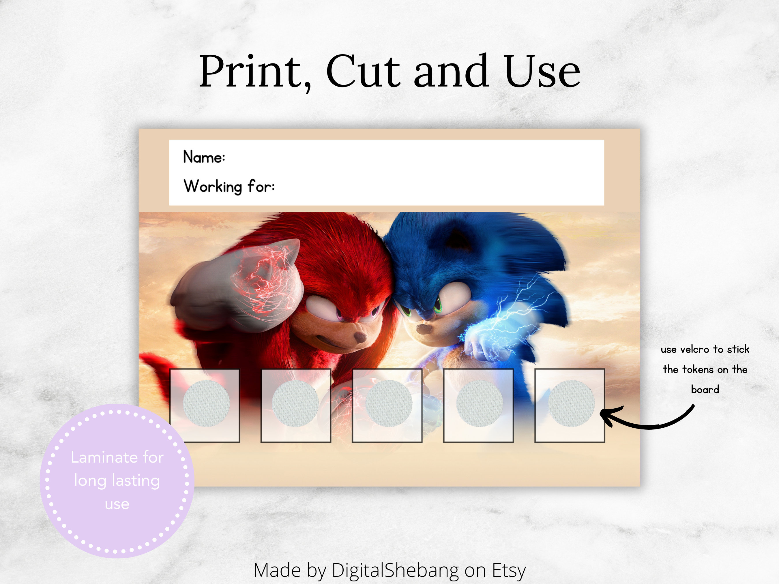 Sonic Token Board, Sonic Behavior Chart, Reward Chart, Visual Reward ...