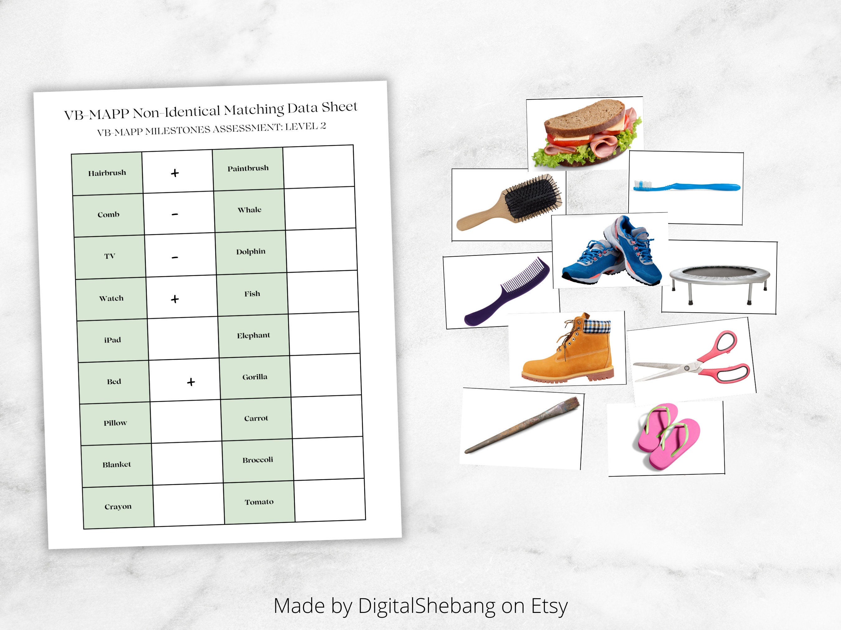 VB-MAPP Non-identical Matching, ABA Materials & Flashcards, Printable ...