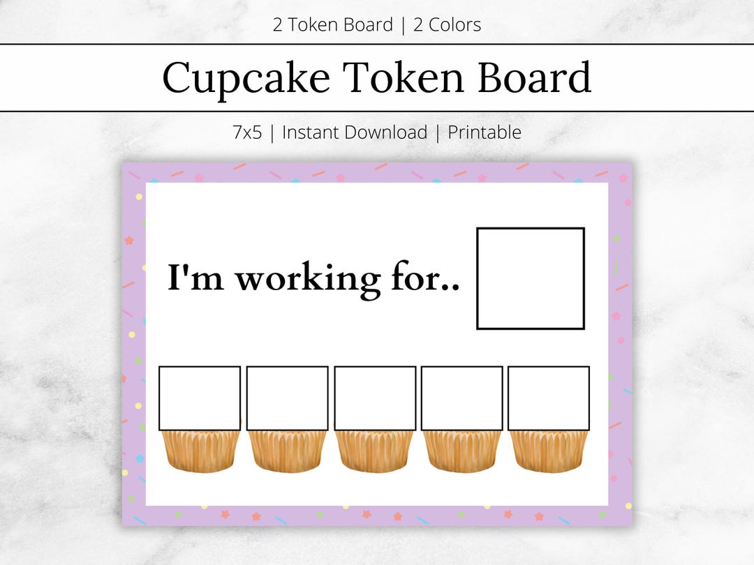 Cupcake Token Board, Fun Cute Reward Chart, Pink Token Economy, Autism ...