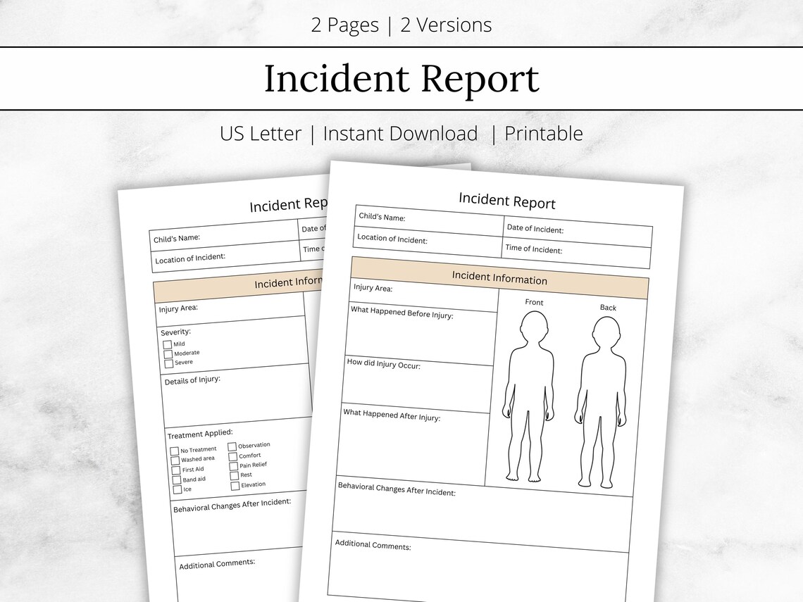 Incident Report, Daycare Incident Report, Ouch Report, Daily Report ...