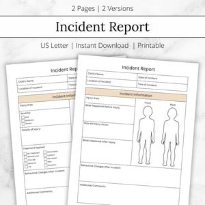 Incident Report, Daycare Incident Report, Ouch Report, Daily Report ...