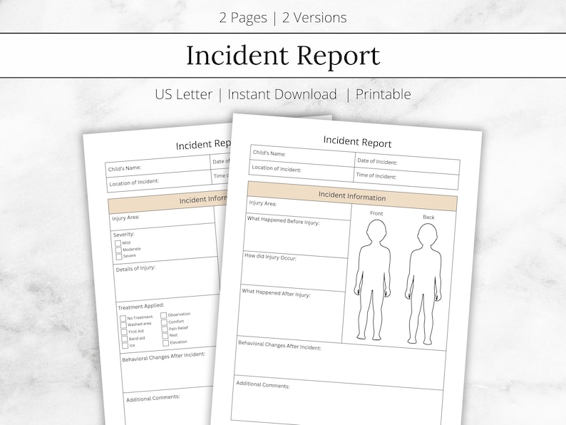 Incident Report, Daycare Incident Report, Ouch Report, Daily Report ...