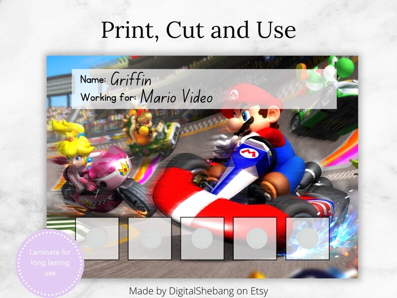 Mario Kart Token Board, Token System, ABA Visual, Resources ABA ...