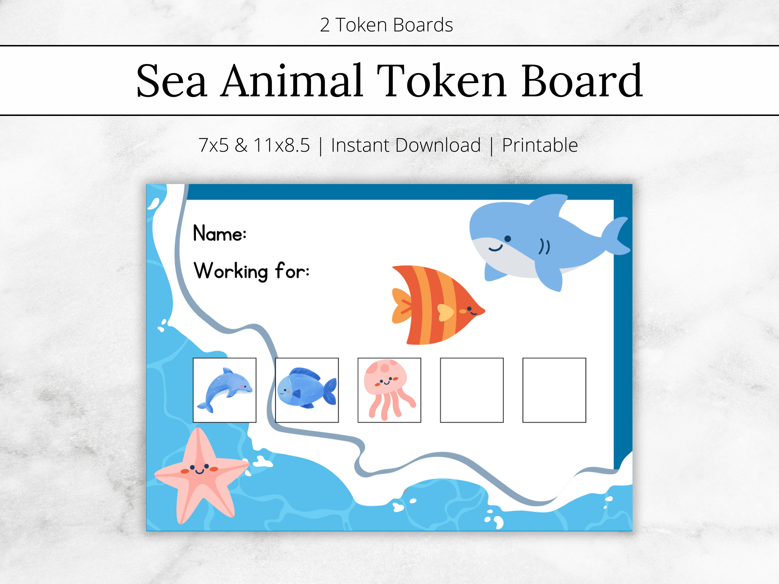 Sea Animal Token Board, Reward Chart, Visual Reward Chart, ABA ...