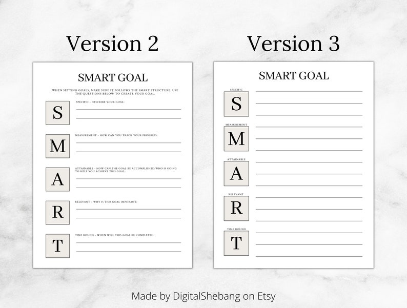 Smart Goal Template, Digital Smart Goal Planner, Printable Goal Planner ...