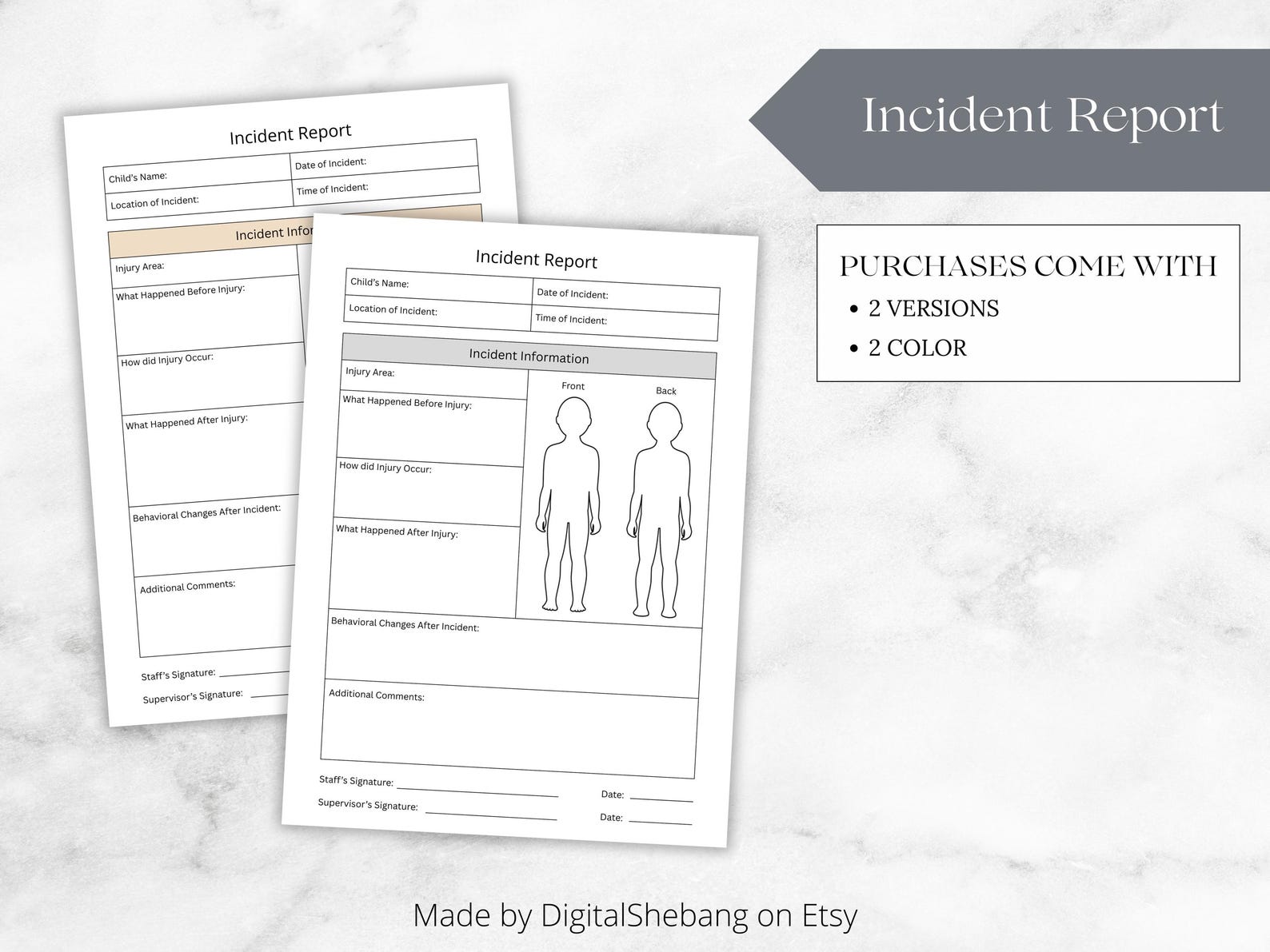 Incident Report, Daycare Incident Report, Ouch Report, Daily Report ...