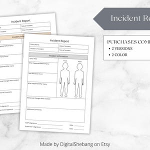 Incident Report, Daycare Incident Report, Ouch Report, Daily Report ...
