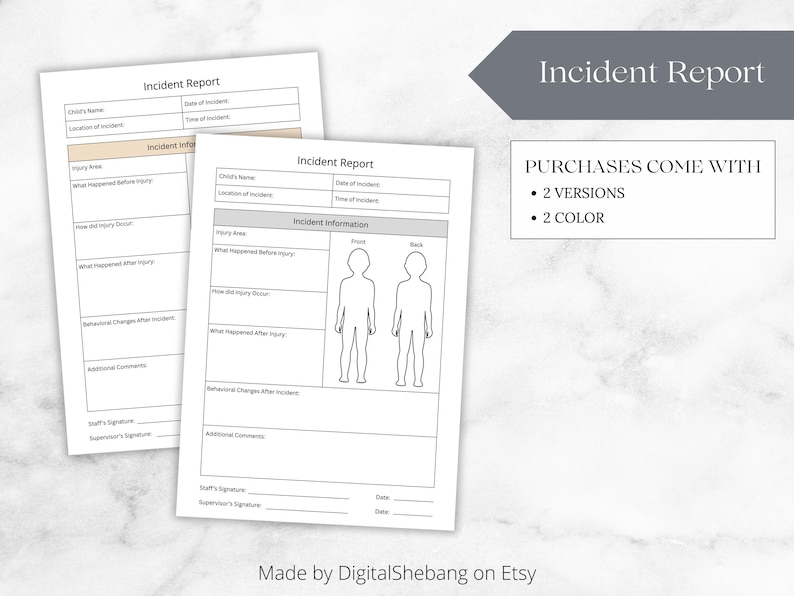 Incident Report, Daycare Incident Report, Ouch Report, Daily Report ...