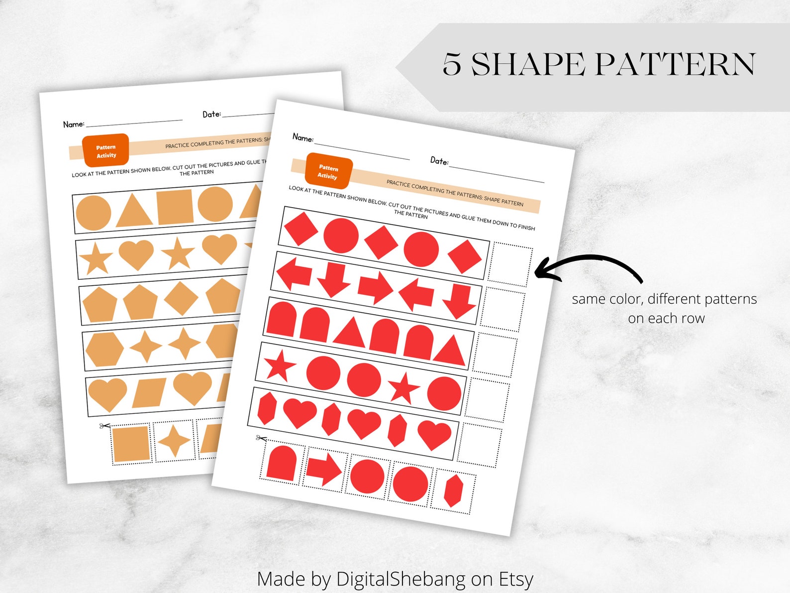 Finish the Pattern Worksheet, Pattern Worksheet, Complete the Pattern ...