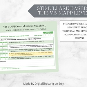 VB-MAPP Non-identical Matching, ABA Materials & Flashcards, Printable ...