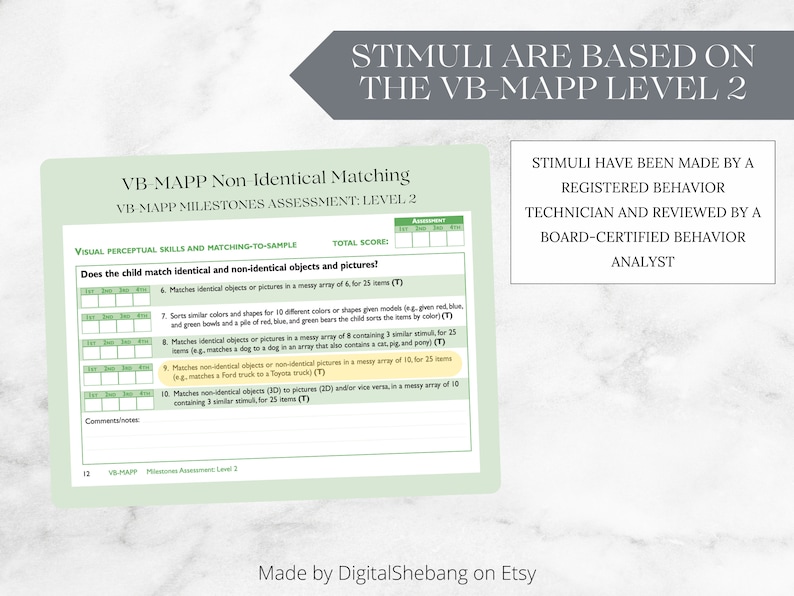 VB-MAPP Non-identical Matching, ABA Materials & Flashcards, Printable ...