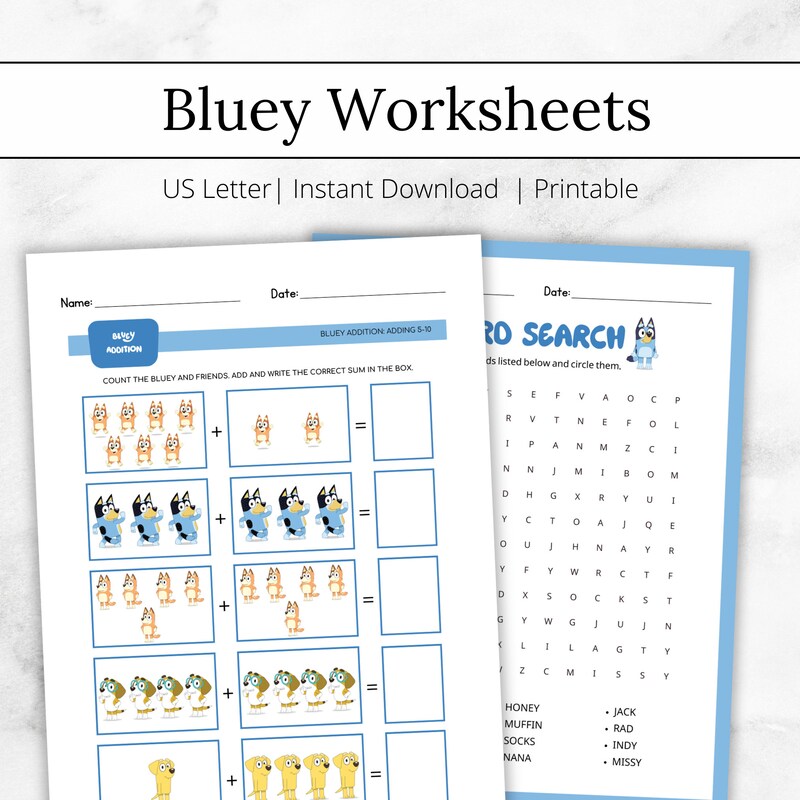 Bluey Birthday Worksheets - Etsy