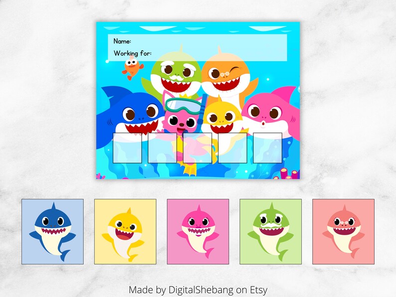 Baby Shark Token Board, Baby Shark Token Economy, Reward Chart, Reward ...