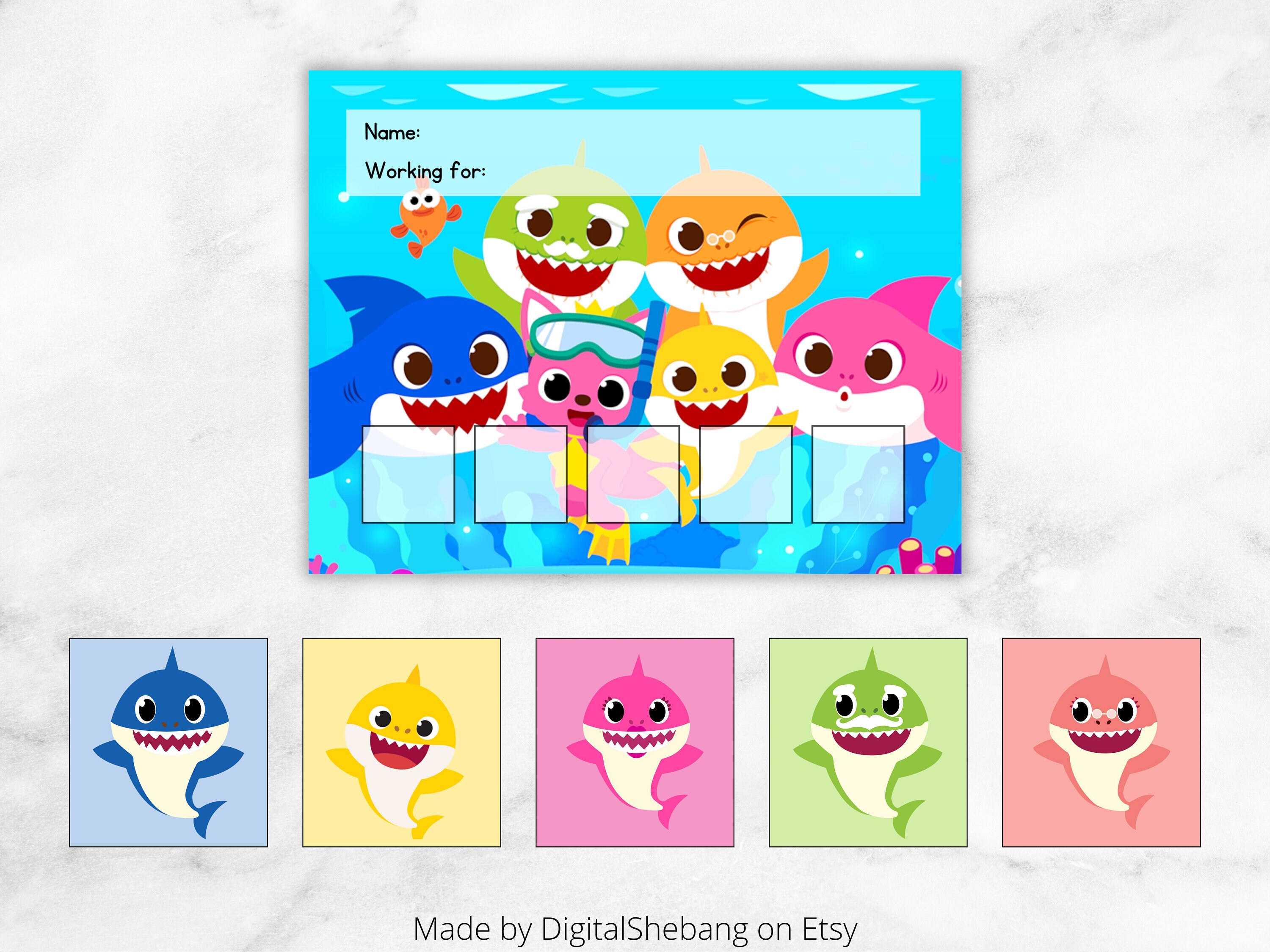 Baby Shark Token Board, Baby Shark Token Economy, Reward Chart, Reward ...