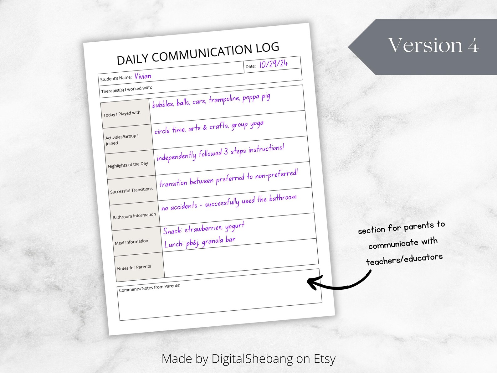 Daily Communication Log, IEP Daily Communication Log, IEP Parent ...