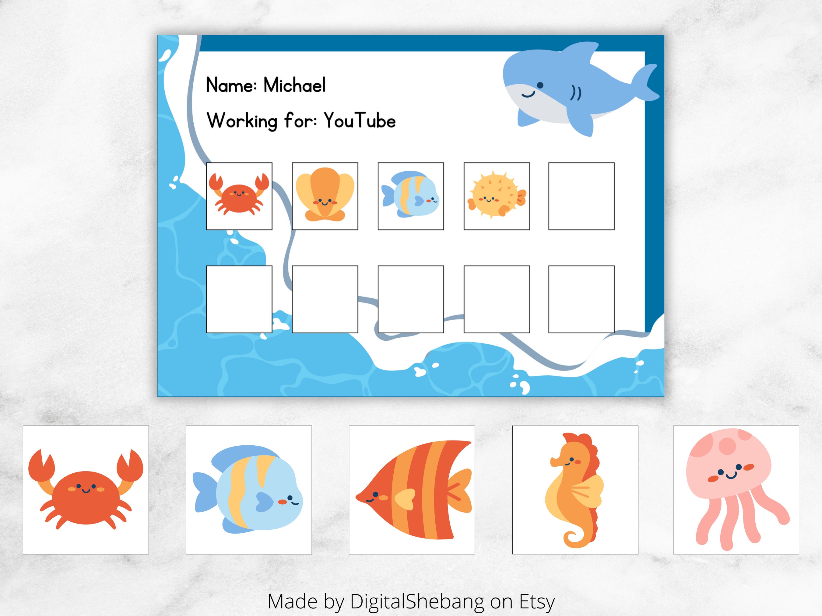 Sea Animal Token Board, Reward Chart, Visual Reward Chart, ABA ...