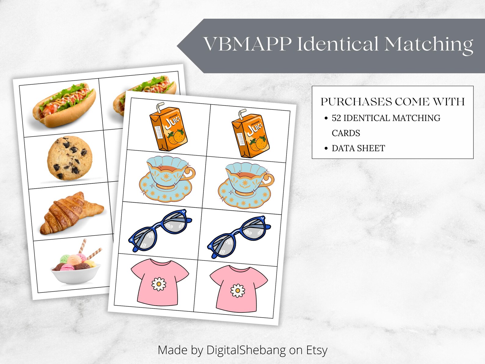 VB-MAPP Identical Matching, ABA Materials & Flashcards, Printable ...