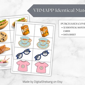 VB-MAPP Identical Matching, ABA Materials & Flashcards, Printable ...