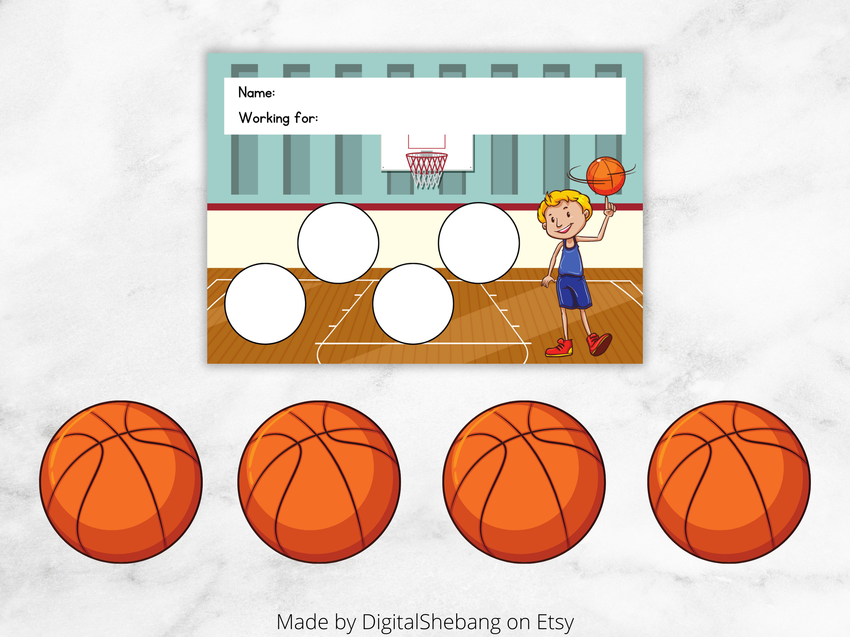 Basketball Token Board Reward Chart Basketball Token Economy Classroom ...