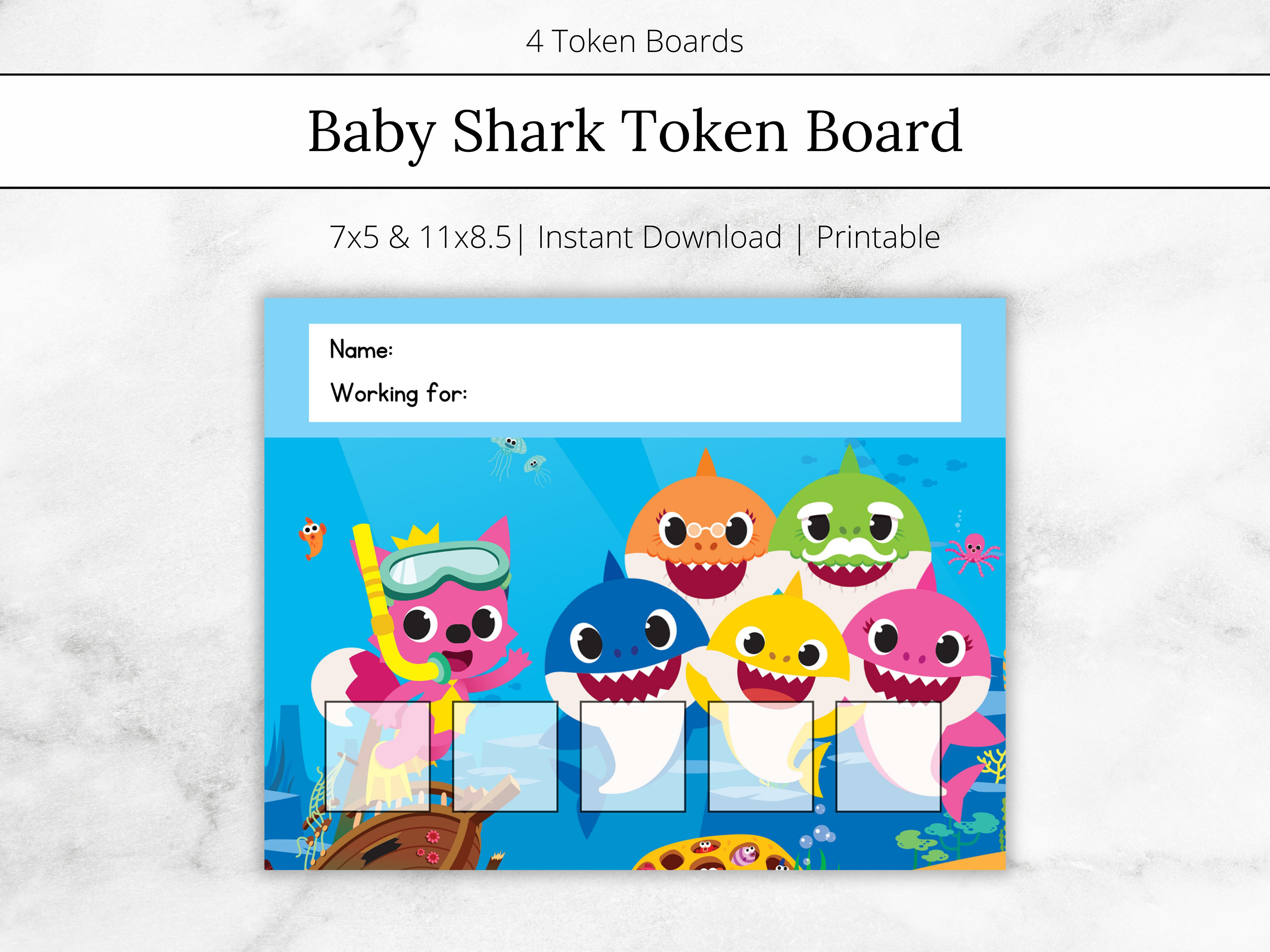Baby Shark Token Board, Baby Shark Token Economy, Reward Chart, Reward ...