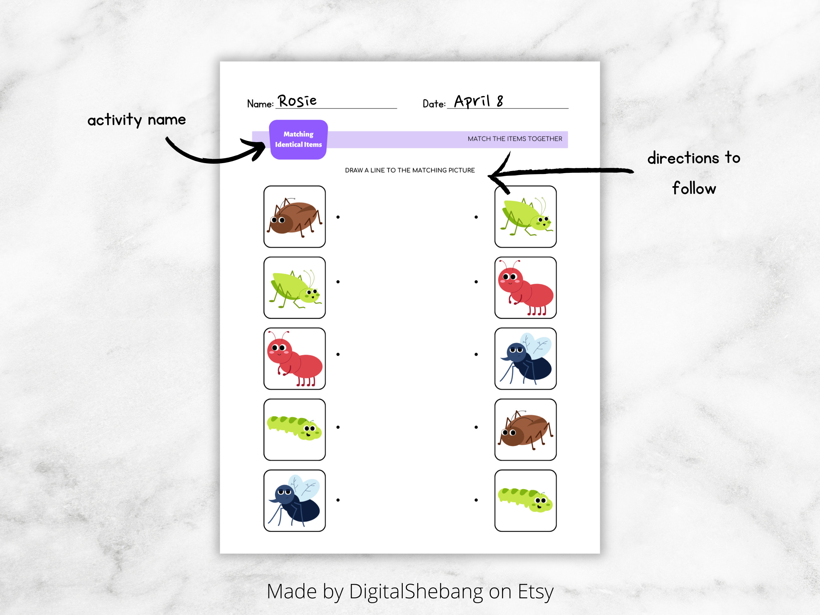 Matching Worksheets for Preschool | Identical Matching | Visual ...