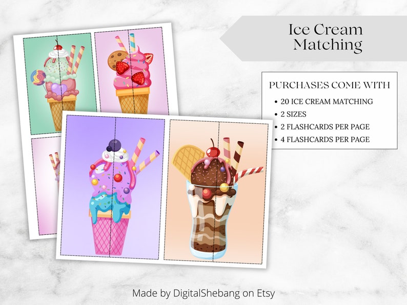 Ice Cream Matching, Matching Activities for Toddlers, Symmetry Cards ...