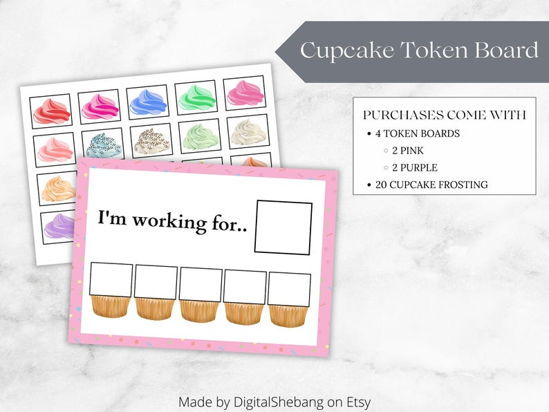 Cupcake Token Board, Fun Cute Reward Chart, Pink Token Economy, Autism ...
