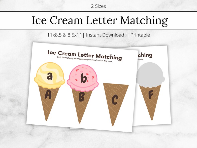 Ice Cream Letter Matching, Alphabet Matching, ABC Busy Book, Binder ...
