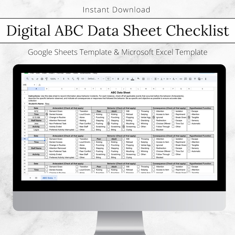 Autism Google Sheets - Etsy