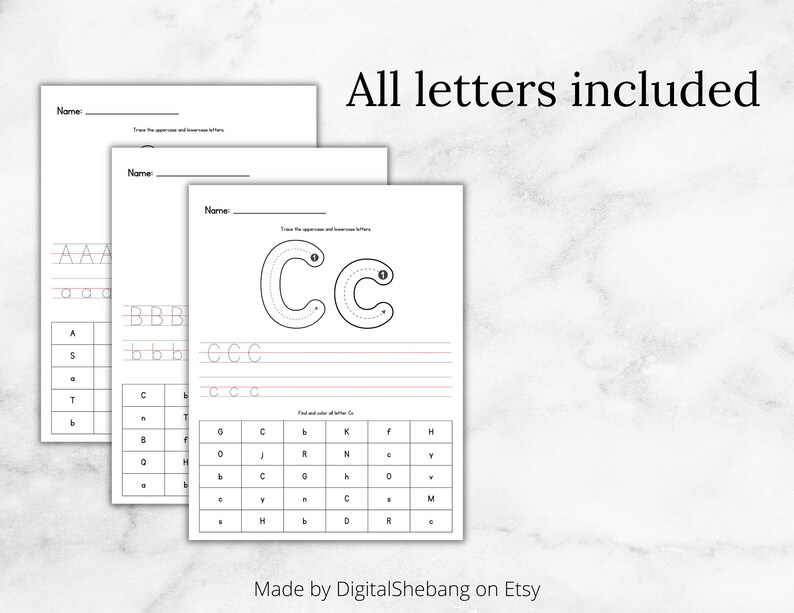 Alphabet Worksheet, Tracing Letters, Toddler ABC Practice, Uppercase ...