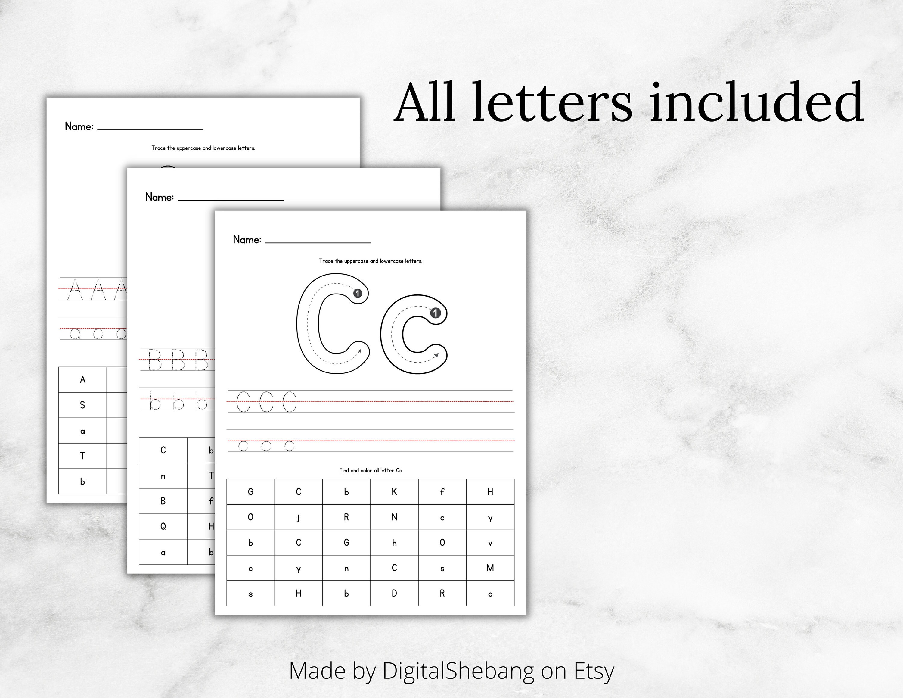 Alphabet Worksheet, Tracing Letters, Toddler ABC Practice, Uppercase ...