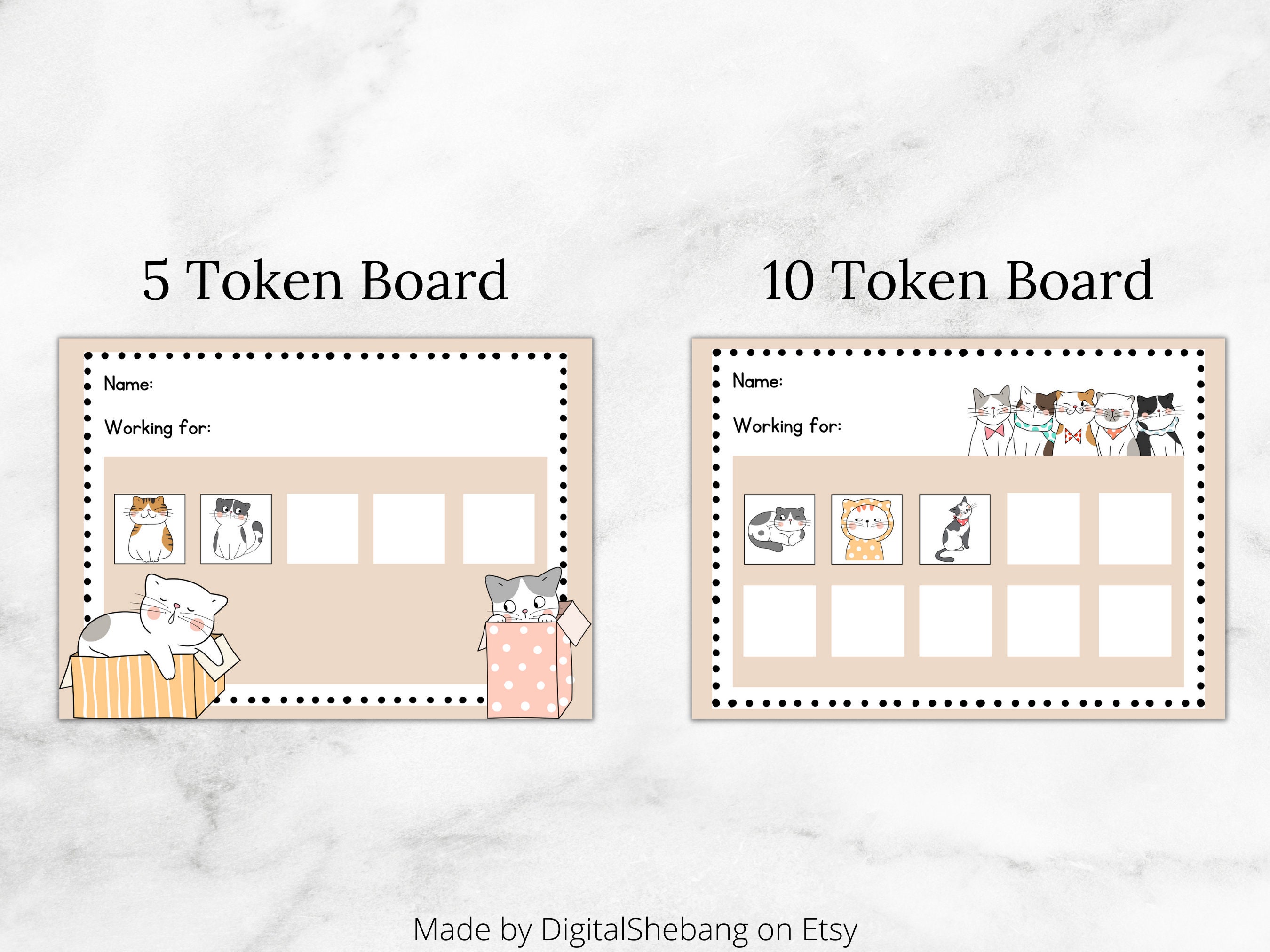 Cat Theme Token Board for Special Education ABA Materials Dog Token ...
