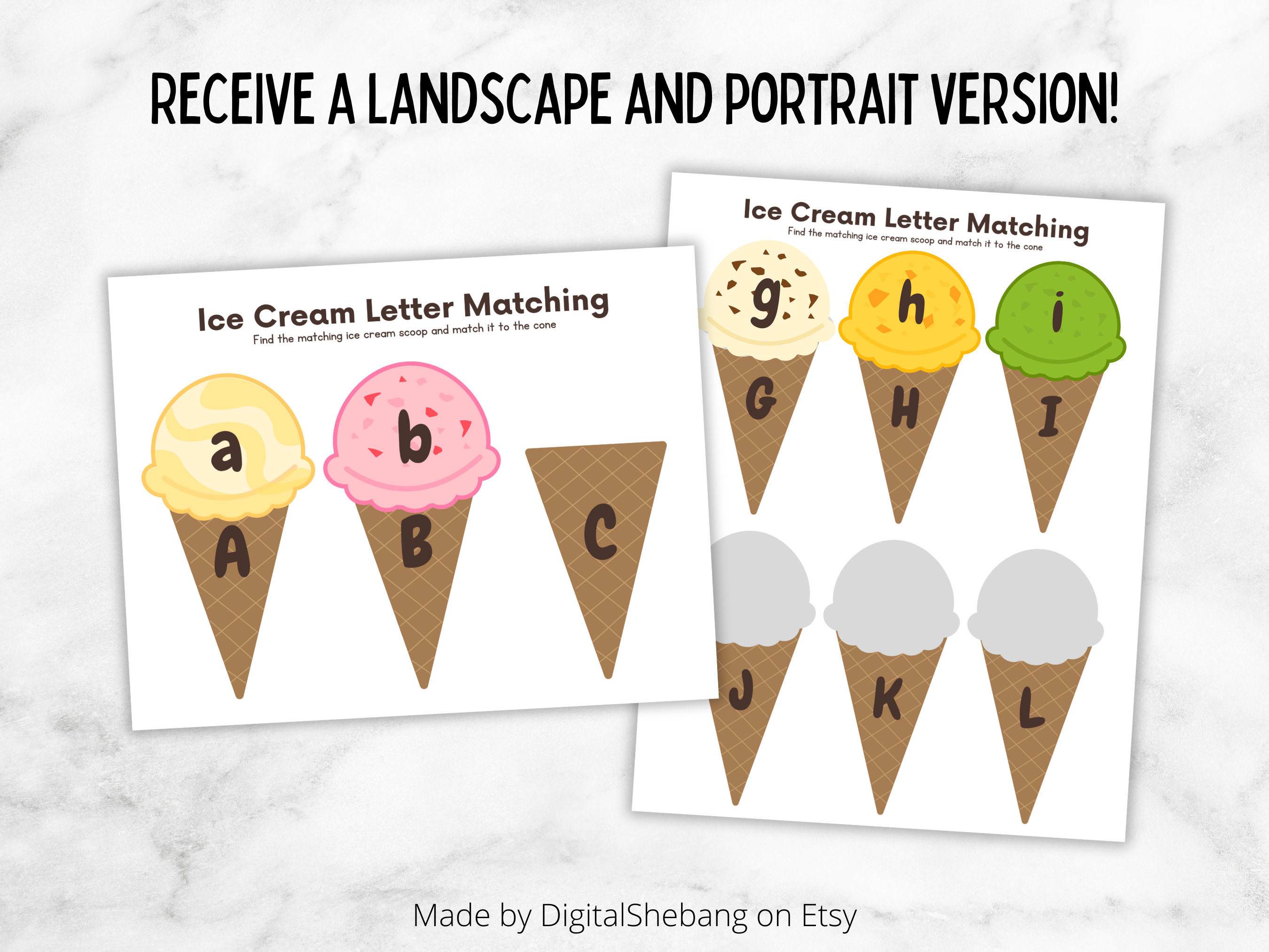 Ice Cream Letter Matching, Alphabet Matching, ABC Busy Book, Binder ...