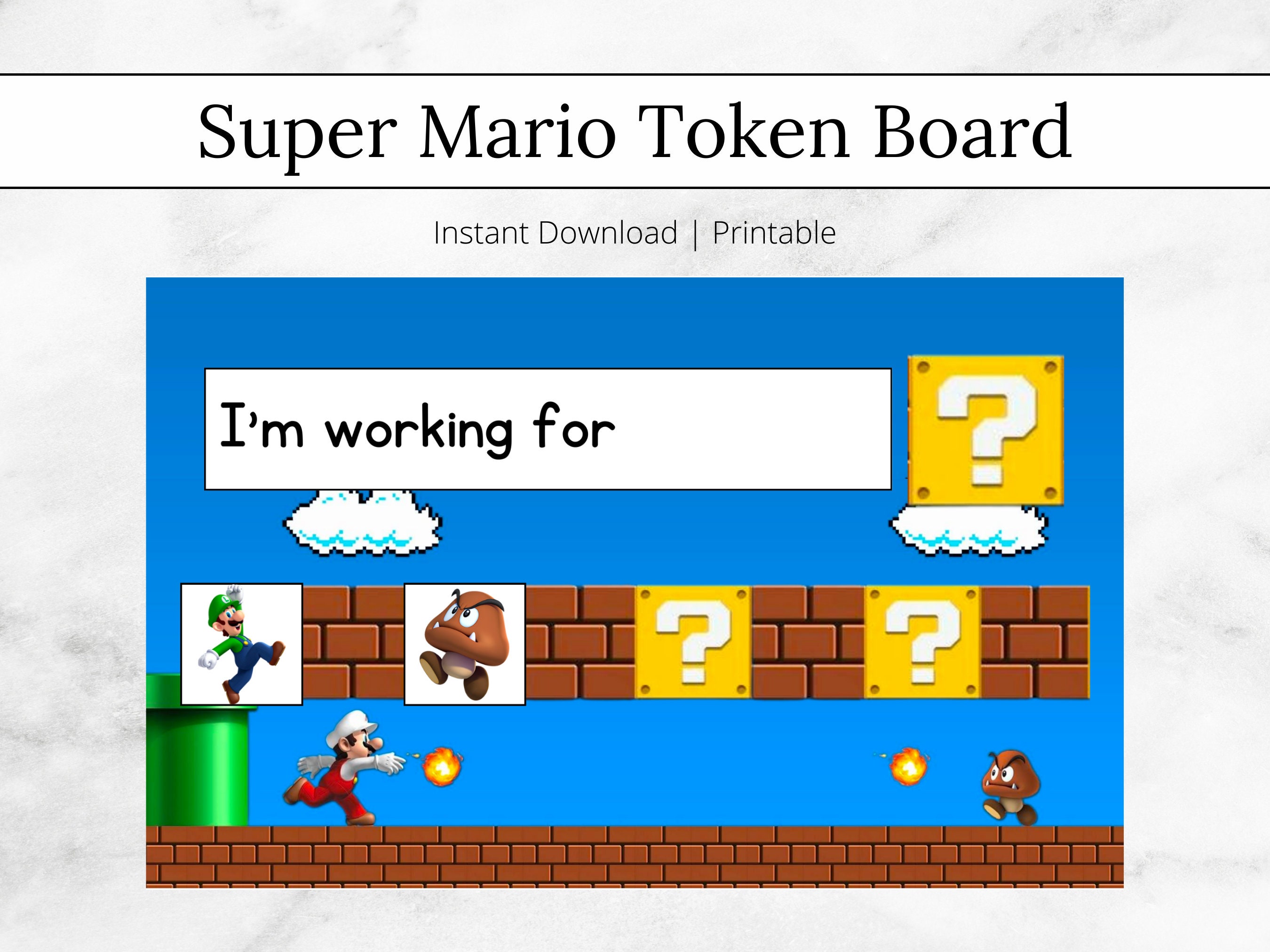 Super Mario Bros Token Board, Token System, ABA Visual, Resources ABA ...