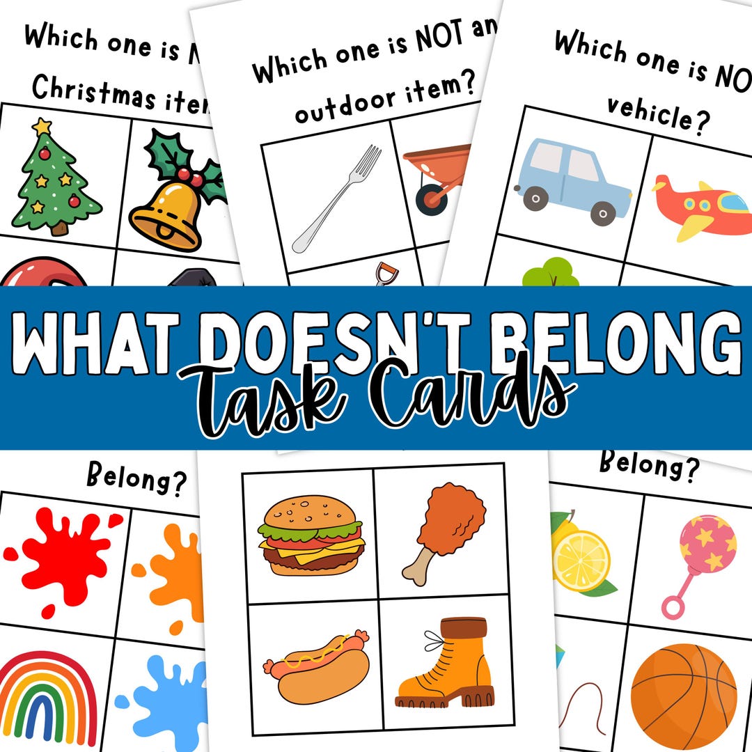 What Doesn’t Belong Task Cards | Categorization Worksheets for ABA ...