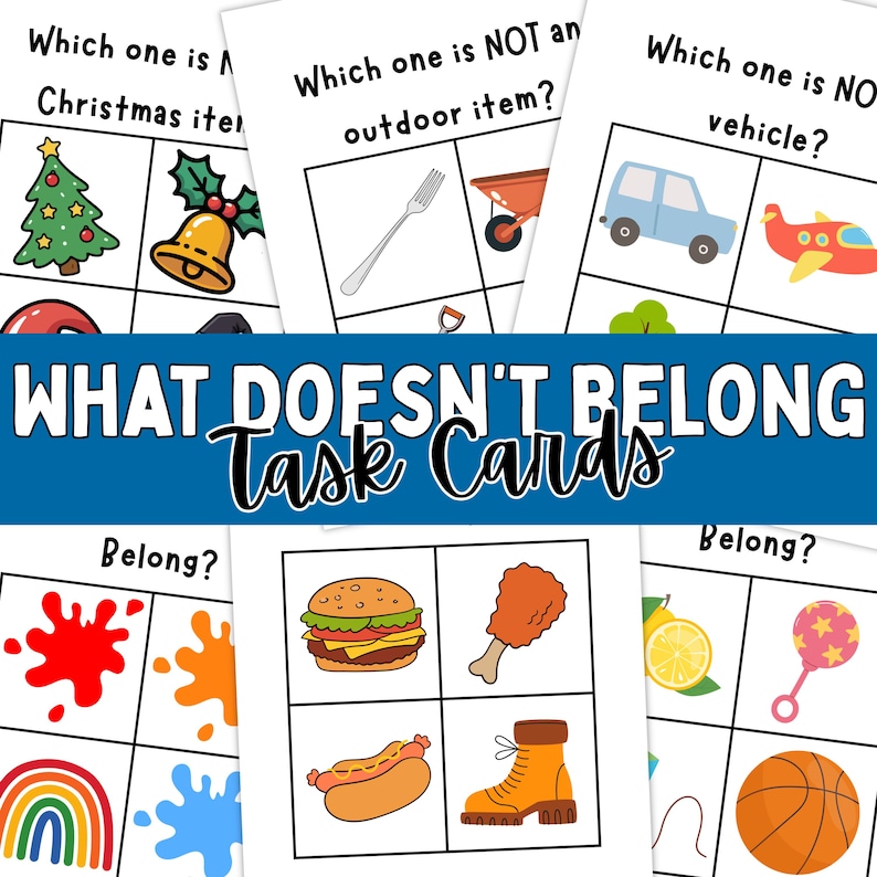 What Doesn’t Belong Task Cards | Categorization Worksheets for ABA ...