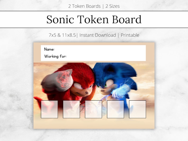 Sonic Token Board, Sonic Behavior Chart, Reward Chart, Visual Reward ...