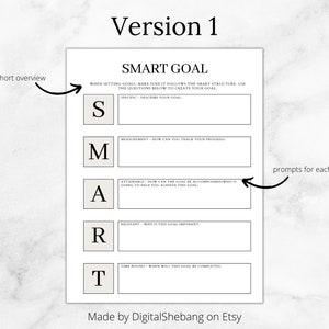 Smart Goal Template, Digital Smart Goal Planner, Printable Goal Planner ...