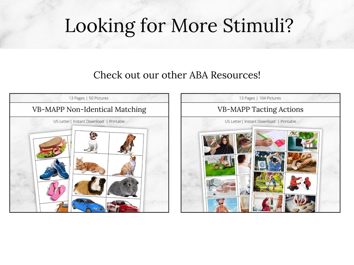 VB-MAPP Identical Matching, ABA Materials & Flashcards, Printable ...