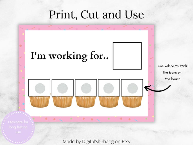 Cupcake Token Board, Fun Cute Reward Chart, Pink Token Economy, Autism ...